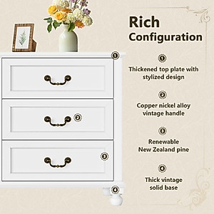 TVU White 6 Drawer Dresser for Bedroom, Vinatge Wood Chest of Drawers with Wide Storage Cabinet (White)