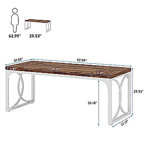 Tribesigns 63" Executive Desk, Large Office Computer Desk with Strong Metal Frame, Modern Thicken Wood Workstation Business Furniture for Home Office, Easy Assembly (Walnut & White)
