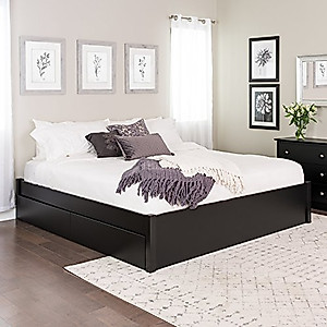 Prepac King Select 4-Post Platform Bed with 2 Drawers, Black