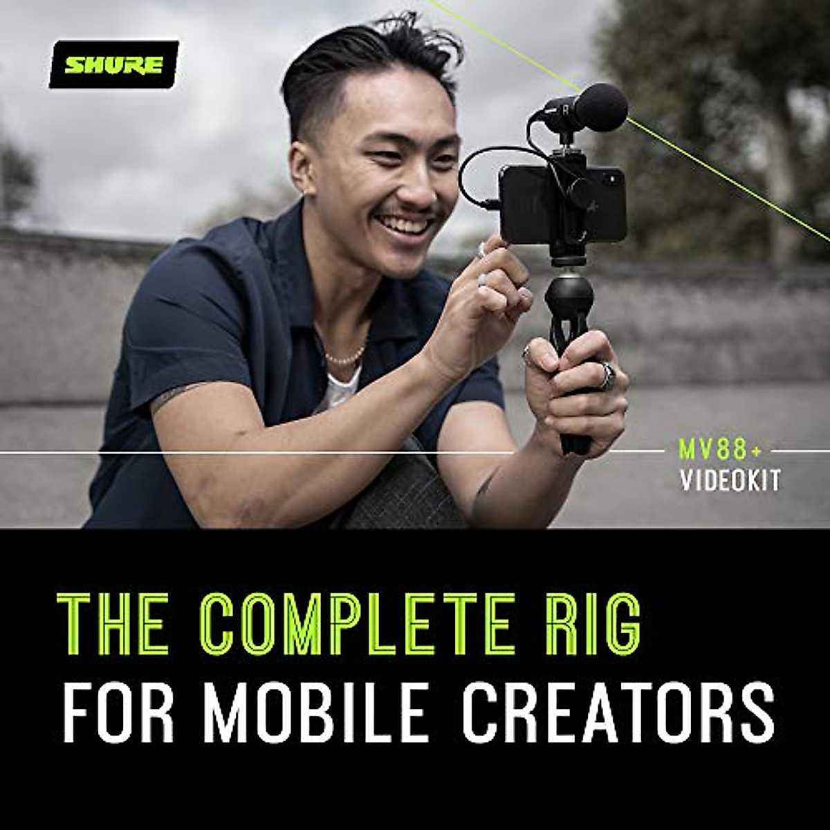Shure MV88+ Video Kit - Digital Stereo Condenser Microphone for Apple and Android, with Manfrotto PIXI Tripod, Phone Clamp, Mount, iOS and USB-C Cables for Next-Level Compatibility and Connectivity