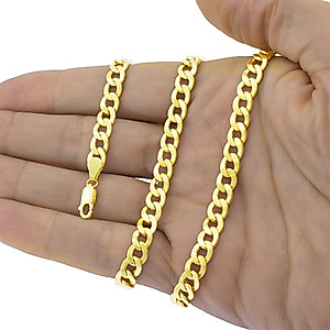 Nuragold 10k Yellow Gold 5.5mm Cuban Curb Link Chain Pendant Necklace, Mens Womens Jewelry 16" 18" 20" 22" 24" 26" 28" 30"