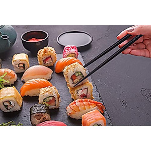 GLAMFIELDS Reusable Chopsticks Japanese Natural Wooden 5 Pairs Classic Style Lightweight Hand-Carved Safe Chop Sticks 8.8 Inch/22.5cm Gift Set