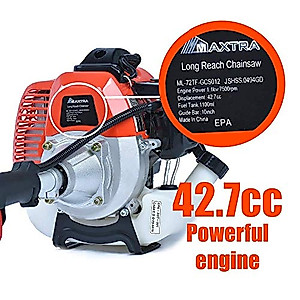 MAXTRA Gas Powered Pole Saw, 90-180 Rotatable Cordless Extension Chainsaw for Tree Trimming with 3.6ft Extension Pole Reach to 16 feet for Tree Limb Branches Pruning, Adjustable Saw Head