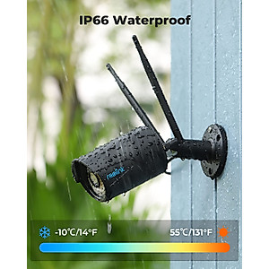 4MP WiFi OutdoorCam Bundle, White and Black, 2.4/5GHz WiFi, 100ft Night Vision, IP66 Waterproof, Smart Person/Vehicle Detection, Works with Google Assistant, RLC-410W