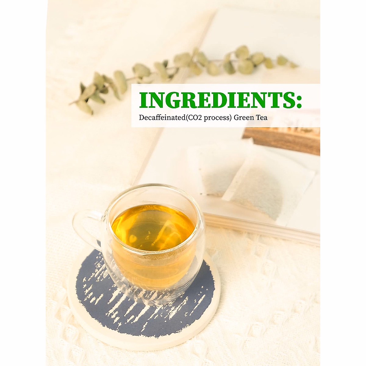 TeeLux Decaf Green Tea Bags, Pure Decaffeinated Green Tea, Super Antioxidant, 100 Count Tea Bags for Hot & Iced Tea