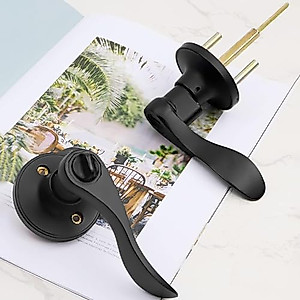 MONKEMON 5 Pack Black Door Handle Wave Style Privacy Door Lever for Bedroom & Bathroom, Interior Door Handle with Lock Keyless, Reversible Handles Set for Left & Right Door