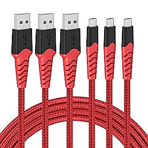 AHGEIIY USB C Cable, USB A to USB C Cable [3-Pack 6ft], 3A Type C Fast Charger Nylon Braided USB C Charger Cable Cord for Samsung Galaxy S22 S21 S20 S10 S10+ and Other USB C Charger