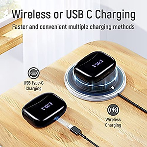 3 Sets Wireless Earbuds Bluetooth Headphones 60H Playtime Ear Buds with LED Power Display Charging Case Earphones in-Ear Earbud with Microphone for Android Cell Phone Gaming Black + Green + Purple