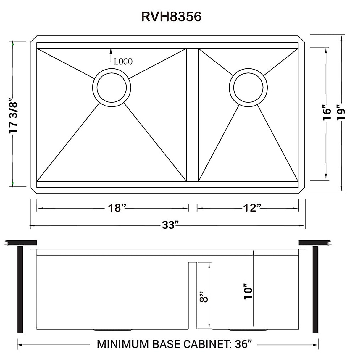 Ruvati 33-inch Workstation 60/40 Double Bowl Undermount 16 Gauge Stainless Steel Ledge Kitchen Sink - RVH8356