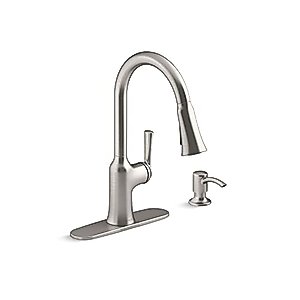 KOHLER Brynn Pull Down Kitchen Faucet, 2 Function sprayhead, Magnetic Docking, Stainless Steel, K-R23089-SD-VS
