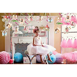 Fairy Party Decorations Flower Fairy Themed Hanging Swirls Decorations My Fairy First Birthday Decor for Girls Fairy Tale Theme Baby Shower Birthday Party Decorations Supplies (New)