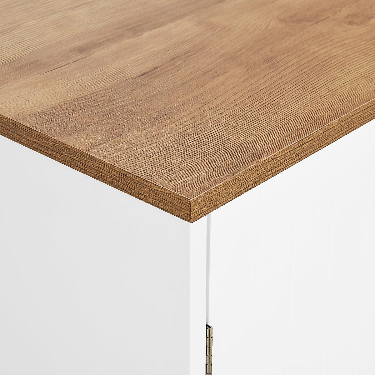 DWVO White Wine Bar Cabinet, 32" Kitchen Coffee Bar Cabinet with 2-Row Glass Holder and 4-Grid Wine Rack, Oak Wood Sideboard Buffet Storage Cabinet for Kitchen, Dining Room