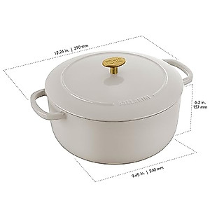 Ballarini Bellamonte Cast Iron Dutch Oven with Lid 4.25-qt, Serves 4-4, Crema White