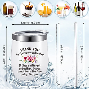 Godmother Gifts from Godchild, Thank You for Being My Godmother Wine Tumbler Promoted to Godmother Gift for Baby Pregnancy Announcement Christmas,12 oz Stainless Steel Coffee Mug with Lid Straw Brush
