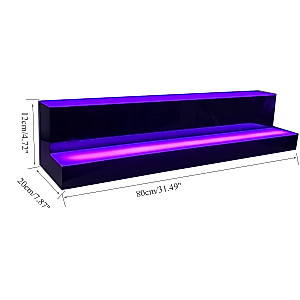YILIKISS 31 Inch 2 Step LED Lighted Liquor Bottle Display Illuminated Bottle Shelf Home Commercial Bar Shelf Light Changing Shelves with Remote Control,Multiple Colors LED Bar Shelves for Liquor