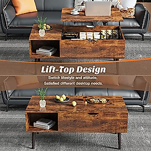 Sweetcrispy Living Room Coffee Table, Retro Brown