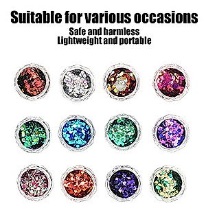 Nail Art Glitter Sequins, Holographic Nail Art Sequins Glitter Kits, Iridescent Flakes Mixed Color Nail Glitter Decorations, 12 Boxes/Set