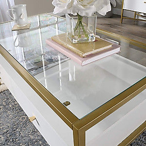 Sauder Harper Heights Coffee Table, L: 39.37" x W: 19.69" x H: 17.72", White Finish