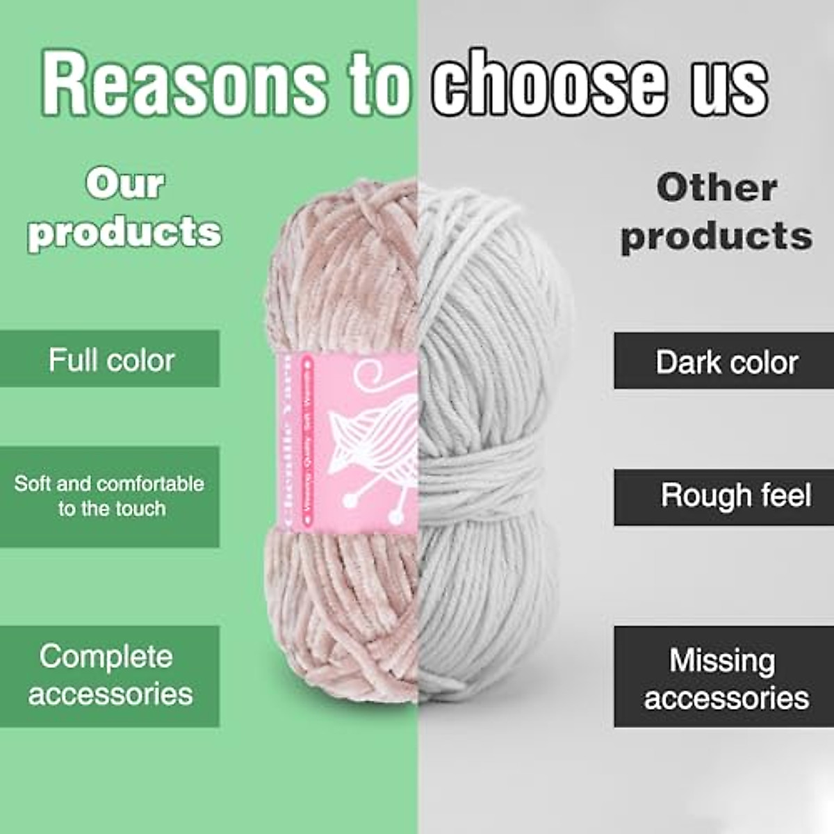 LUNARM Chenille Velvet Yarn, Yarn for Crocheting Knitting with Big Eye Needles, Handcrafts Weaving Soft Chenille Yarn for Making Blankets, Clothes, Pattern Knitting-3*3.35oz,3*162yds (Light Khaki)