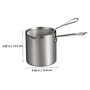 Zerodeko 2 Sets mini fryer deep fryer pot Stockpot with Basket round frying pot with basket onion rings fry basket kitchen mini griddle Food Fried Basket insulation skimmer Stainless steel