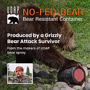 UDAP NO-FED-BEAR Bear Resistant Canister, Hiking Camping Backpacking Hunting Food Storage Container with Carrying Case, 2 Gallons, BRCWC