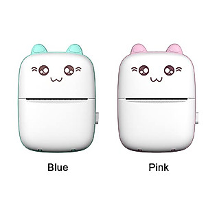 EMVANV Mini Pocket Thermal Printer, Portable Bluetooth Compatible Travel Printer Label Printer Printable Photos, Lists, QR Codes, Notes with Printing Paper(Blue)