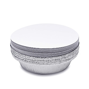(45 Pack) Premium 9-Inch Round Foil Pans with Board Lids l Heavy Duty l Disposable Aluminum Tin for Roasting, Baking, or Cooking