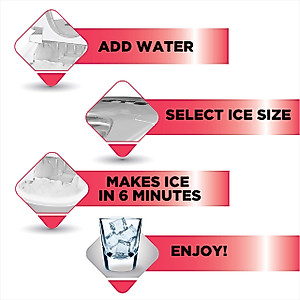 Frigidaire Portable Countertop EFIC108-WHITE Maker, Freestanding, 26LB ice per Day, White