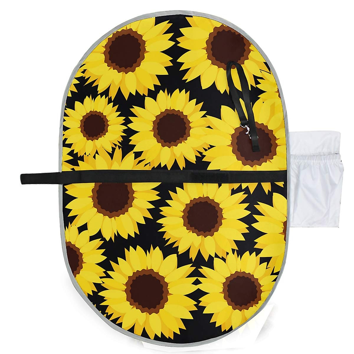 Sunflower Baby Changing Pad, Portable Diaper Changing Pad, Diaper Bag Mat, Foldable Travel Changing Station | Stroller Strap,Side Pocket for Wipes Diaper