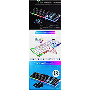 G21B Keyboard and Mouse Set USB Wired Gaming Keyboard Mouse Combo Gamer Desktop Mouse Keyboard Set White