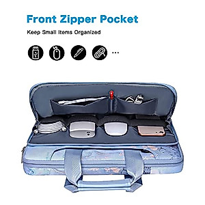 MOSISO 360 Protective Laptop Shoulder Bag Compatible with MacBook Air/Pro,13-13.3 inch Notebook,Compatible with MacBook Pro 14 2023-2021 A2779 M2 A2442 M1, Watercolor Marble Sleeve with Belt, Blue