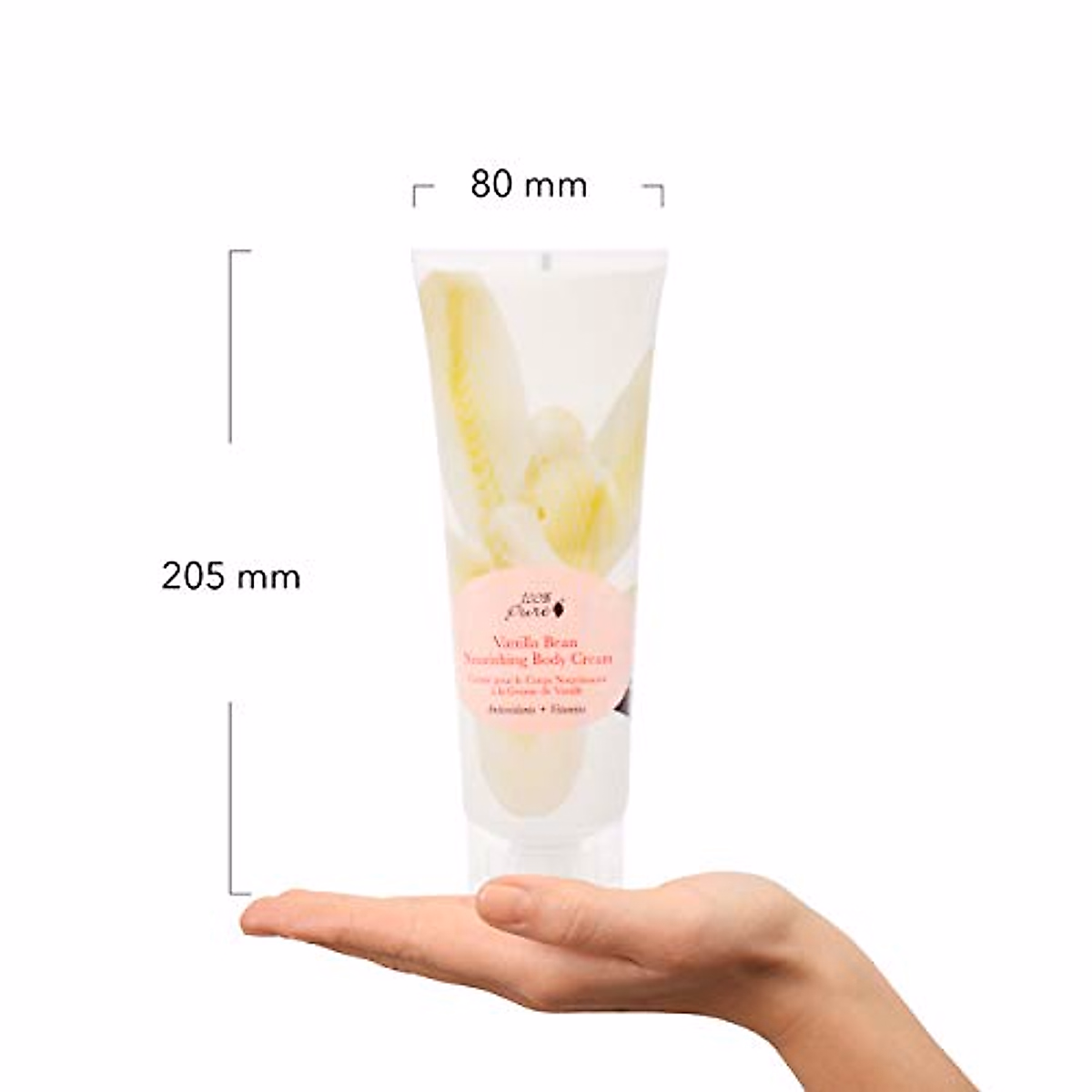 100% PURE Nourishing Body Cream Vanilla Bean Lotion Luxurious Dry Skin Hydration & Replenishment Natural Anti-Aging Moisturizer & Skincare for All Skin Types Women & Men - Vegan - 8 oz