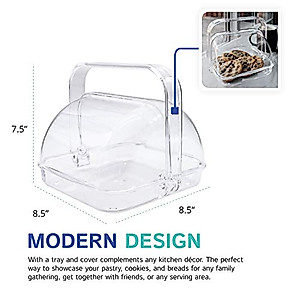 Huang Acrylic Food Basket with Rotating Lid and Handle | Great for Breakfast Pastries, Appetizers, and Snacks at Brunch, Office Parties, Holidays, Weddings | Durable, Long Lasting, Easy to Clean