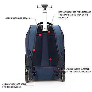 Glodiar AOKING 18/20 Inch Big Wheeled Water Resistant Travel Business Rolling Wheeled Backpack with Laptop (20 inch, Blue)