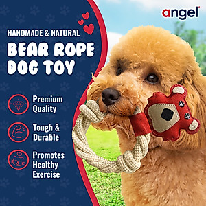 Angel Pet Supplies Bear Natural Rope Dog Toy | Handmade & Durable Dog Toys | Interactive Play & Mental Stimulation | Handmade Puppy Toys and Dog Toys