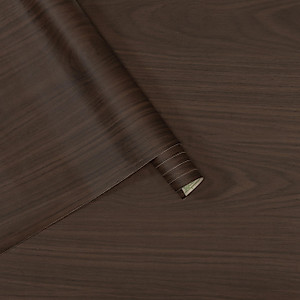 BAYYA Dark Brown Wood Grain Contact Paper Waterproof Peel and Stick Wallpaper Black Walnut Furniture Sticker for Kitchen Cabinet Table Floor Shelf Drawer Liner Self-Adhesive Vinyl Film Wall Covering