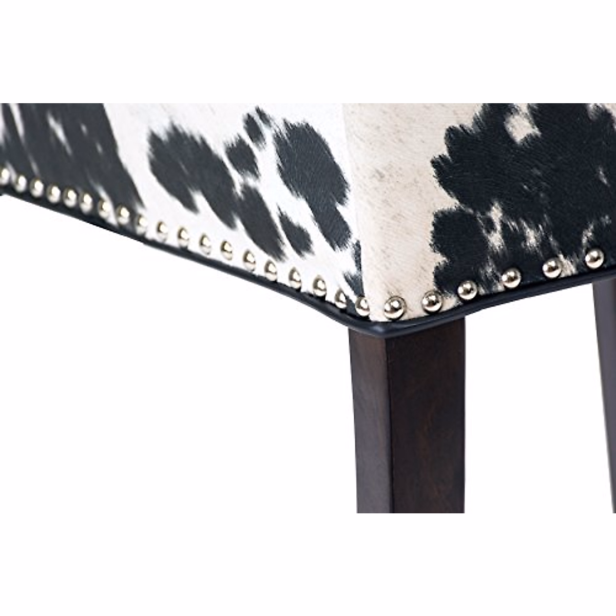 Sole Designs Rexford Collection Faux Leather and Fabric Upholstered Wingback Dining Chair with Holstein Pattern and Nailhead Trim, Set of 2, Black