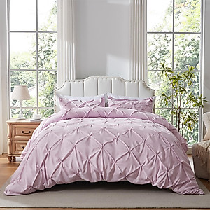 SunStyle Home Pinch Pleated Duvet Cover Turquoise 3 Pieces Duvet Covers King Size Soft Microfiber Luxury Duvet Cover with Zipper Closure & Corner Ties for All Season(1 Duvet Cover, 2 Pillow Shams)