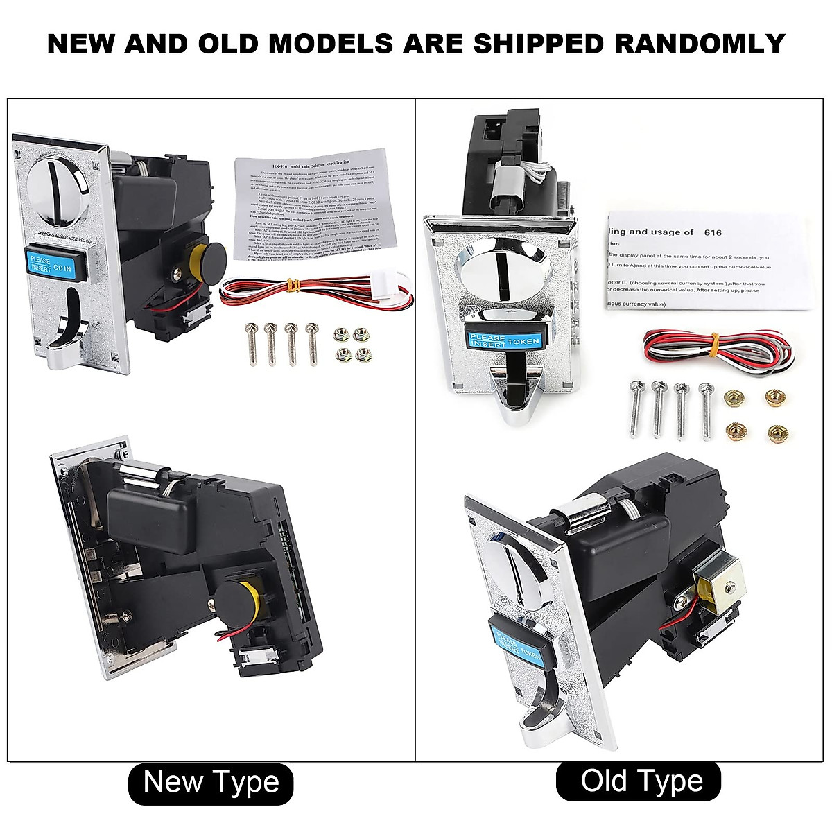Sluffs Coin Pusher Machine, Coin Operated Washer and Dryer,Multi Coin Acceptor Selector Slot for Arcade Game Mechanism Vending Machine