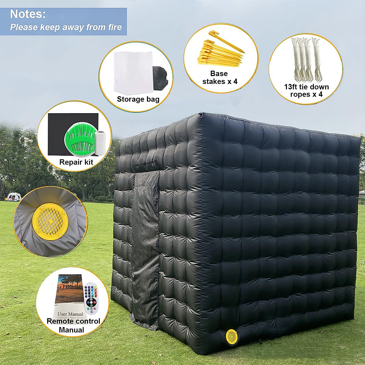 Inflatable Photo Booth, 8.2 x 8.2ft Portable 16 Colors LED Dimmable Shooting Photobooth Tent Enclosure Kit with 2 Doors and Inner Air Blower, Remote Controller, Carry Bag