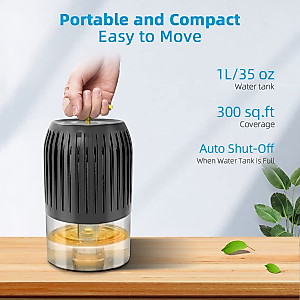 Donatello Small Dehumidifiers for Home, 35 OZ Ultra Quiet Dehumidifiers with 7 Color LED Light & Auto Shut Off, 280 sq.ft Mini Dehumidifiers for Bathroom Bedroom RV Closet Office Kitchen