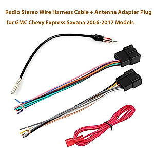 RED WOLF Car Radio Stereo Wire Harness Cable + Antenna Adapter Plug for GMC Chevy Express Savana Buick 2006-2013 Models