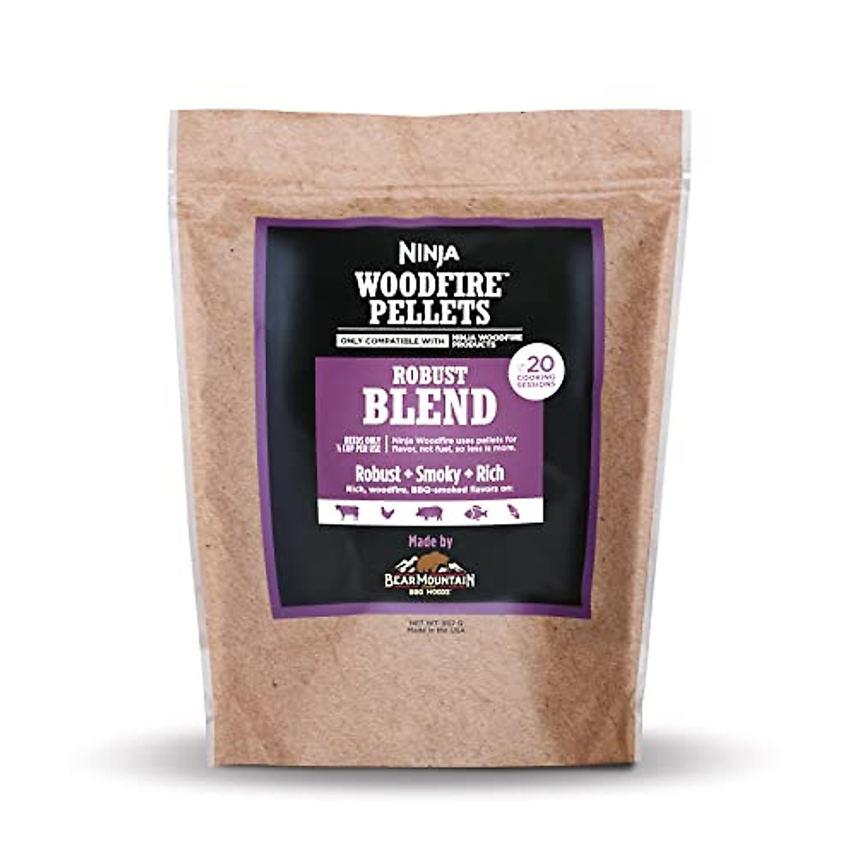 Ninja XSKCRSPBKT Woodfire, Combo Crisper Basket & Ninja XSKOP2R Woodfire Pellets, Robust Blend 2-lb Bag & Ninja XSKOP2RL Woodfire Pellets, All Purpose Blend 2-lb Bag, up to 20 Cooking Sessions