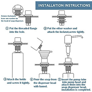 Soap Dispenser for Kitchen Sink (Chrome),Built in Design Sink Soap Dispenser, Refill from The Top, Stainless Steel Kitchen Soap Pump with 10 fl.oz Bottle (300ml)