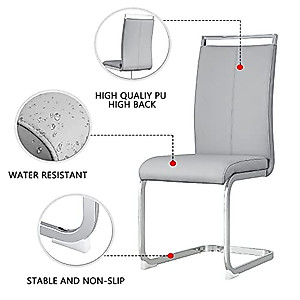 RDUEEI Modern Dining Chairs Set of 6 with Leather Padded and Plated Metal Legs, Sillas De Comedor, Leather Dining Chairs, Kitchen & Dining Room Chairs for Kitchen(Light Grey, Set of 6)