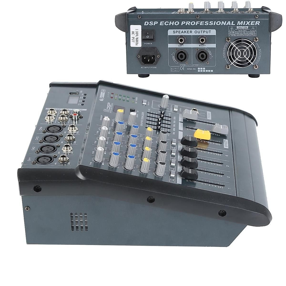 TC-Home 4 Channel Professional Powered Mixer power mixing Amplifier Amp 16DSP with USB Slot