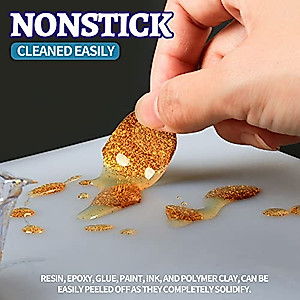 LEORBO Silicone Mat, 2 Pack Silicone Mats for Resin, 15.7"x 11.7" Silicone Sheets for Resin Molds, Silicone Mats for Crafts, Resin Paint Clay Mat, Gray & Clear Silicone Mat, Resin Casting Molds