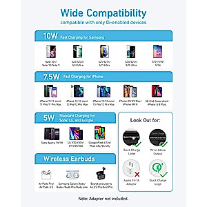 Anker 315 Wireless Charger (Pad), 10W Max Fast Charging, Compatible with iPhone 14/13 Series, Samsung S22, AirPods, Samsung Buds, Google Buds, and More (Wall Charger Not Included)