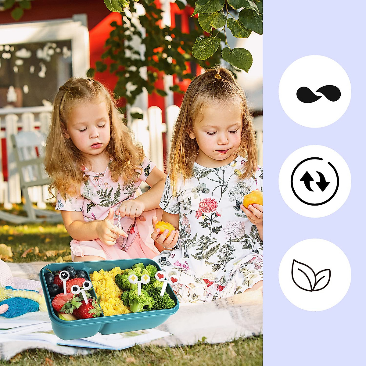 RAYNAG 40-Piece Kids Bento Box Food Picks Mini Cute Cartoon Plastic Fruit Toothpicks, Adorable Eye-style Lunchboxes Picks