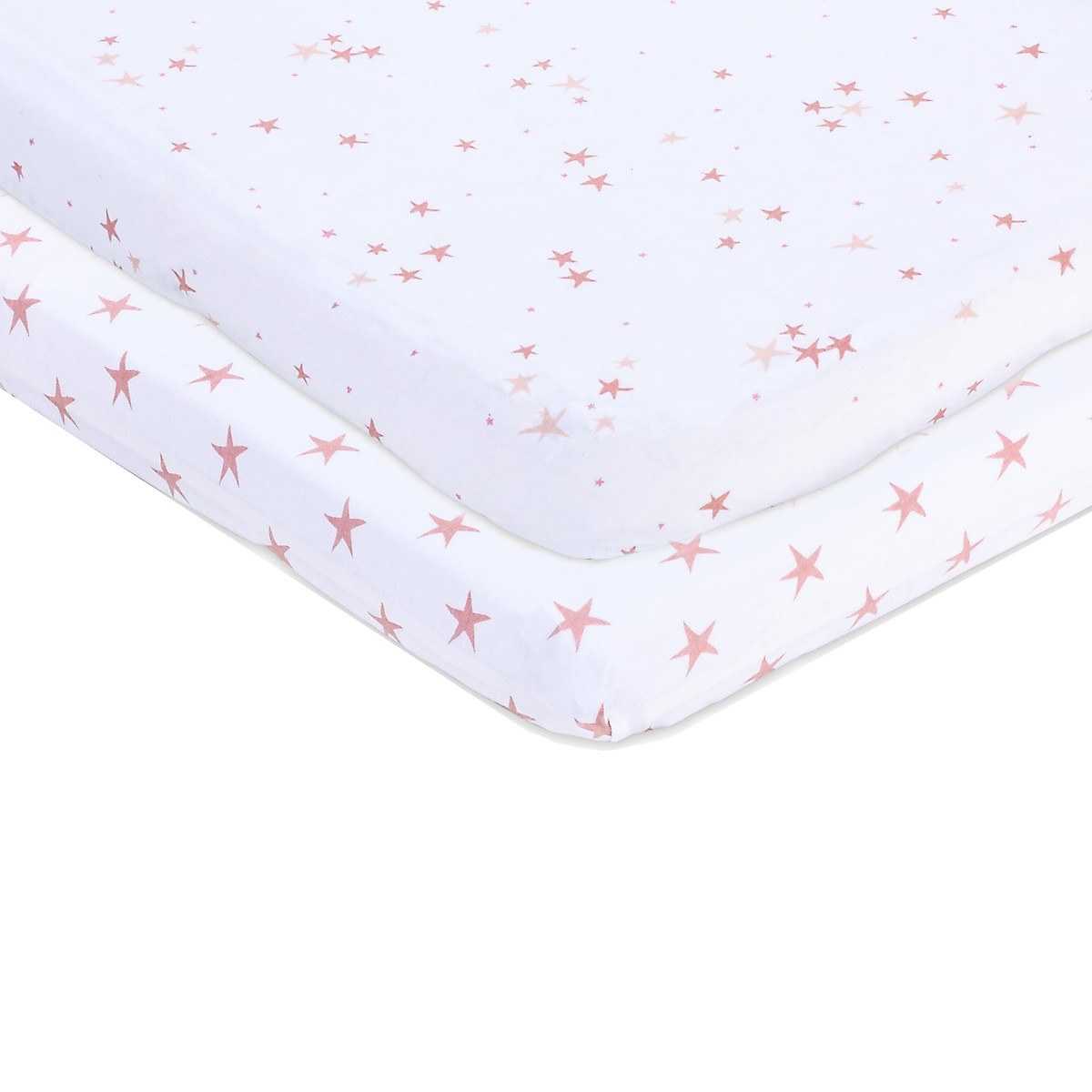 Ely's & Co. Bassinet Sheet 100% Jersey Cotton 2 Pack for Baby Girl-Dusty Rose and Mauve Pink Stars